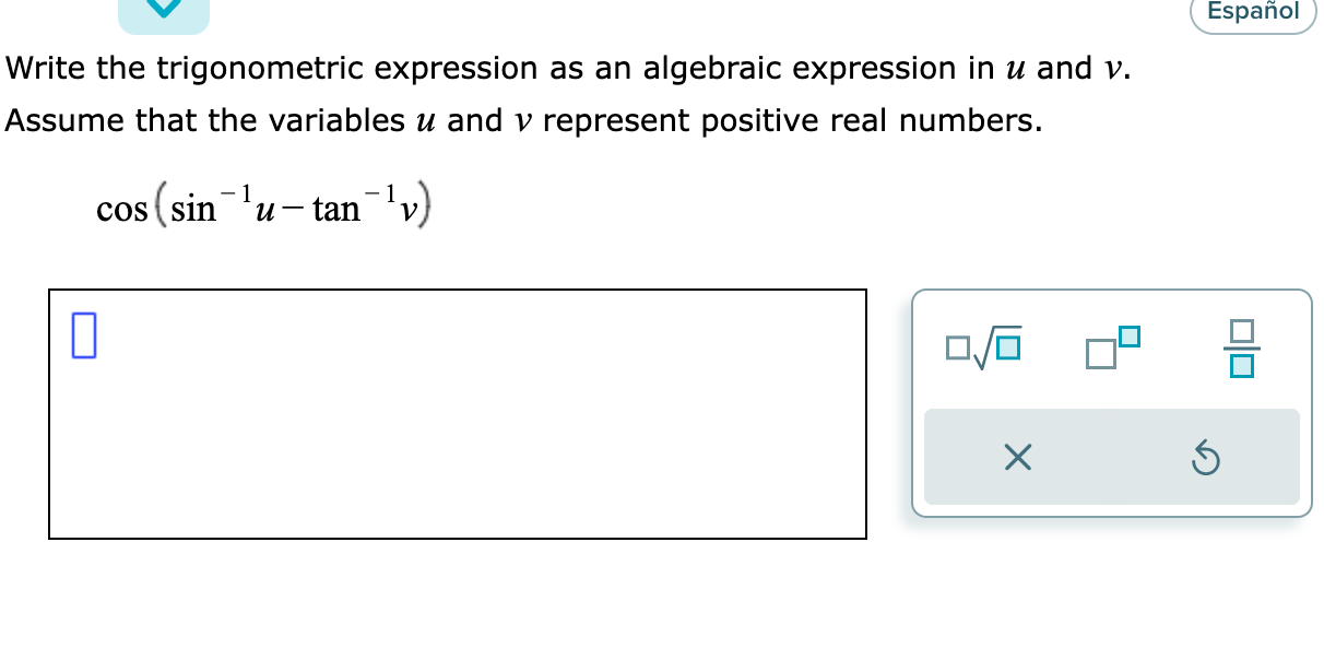 Solved Write the trigonometric expression as an algebraic | Chegg.com