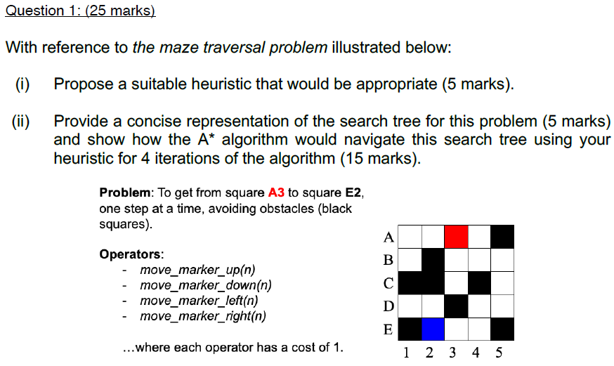 Question 1: (25 marks) With reference to the maze | Chegg.com