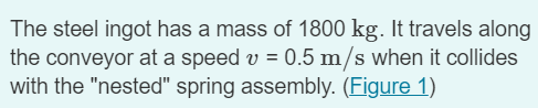 Solved The steel ingot has a mass of 1800 kg. It travels | Chegg.com