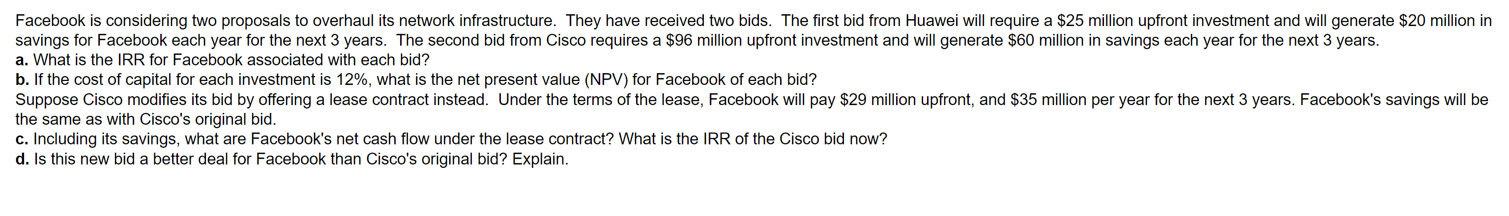 Solved Please help answer the questions.a. ﻿What is the IRR | Chegg.com