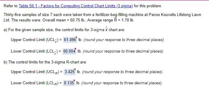 Solved Refer to Table 56.1 - Factors for Computing Control | Chegg.com