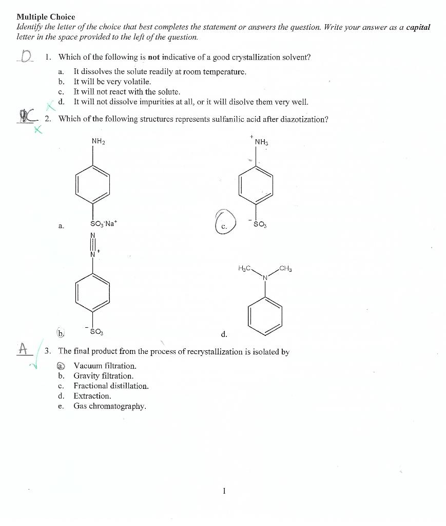 Solved Multiple Choice Identify the letter of the choice | Chegg.com