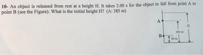Solved 10 An Object Is Released From Rest At A Height H It