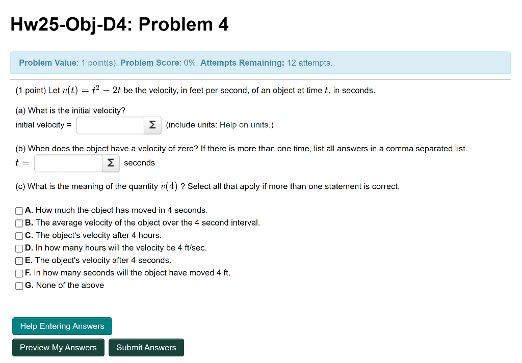 Solved Hw25-Obj-D4: Problem 4 Problem Value: 1 point(s). | Chegg.com