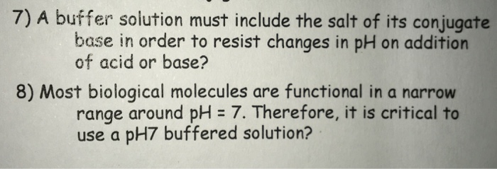 Solved A buffer solution must include the salt of its | Chegg.com