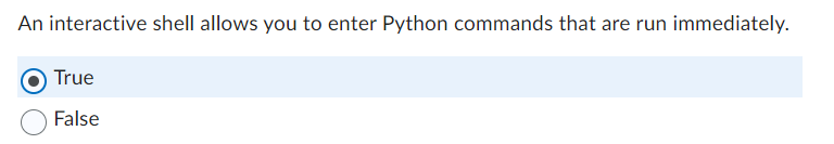 Solved An interactive shell allows you to enter Python | Chegg.com