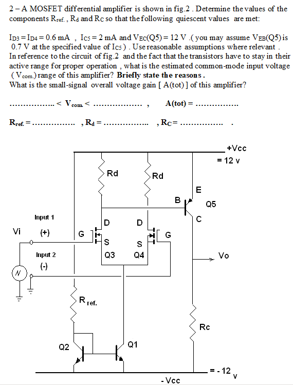 Solved Note#1 – In all foregoing problems the N-MOSFET | Chegg.com