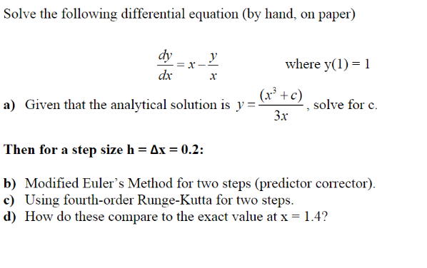 Solved Solve the following differential equation (by hand, | Chegg.com