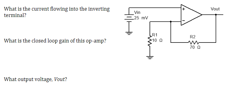 Solved Vout What is the current flowing into the inverting | Chegg.com