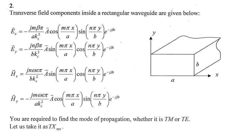 Solved 2 Transverse field components inside a rectangular | Chegg.com