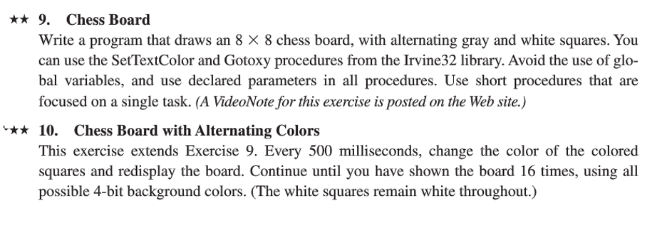 Solved ** 9. Chess Board Write a program that draws an 8 X 8 | Chegg.com