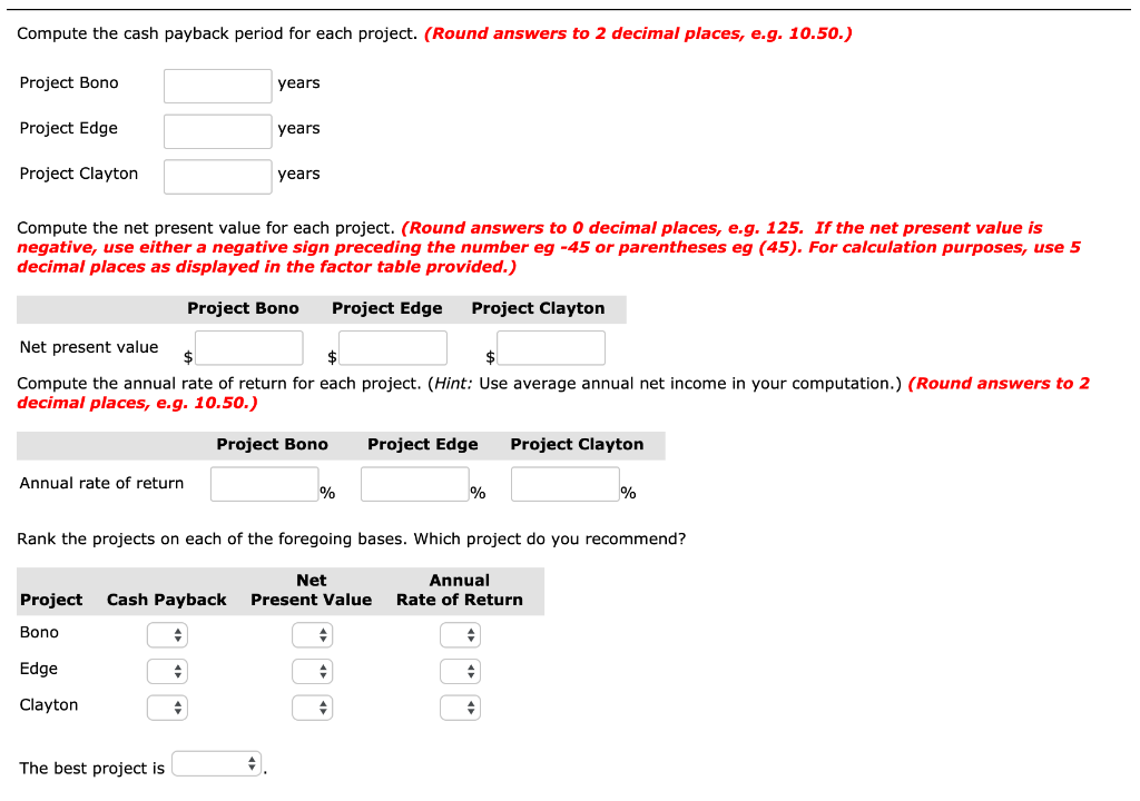 Solved *Problem 26-5A U3 Company is considering three | Chegg.com