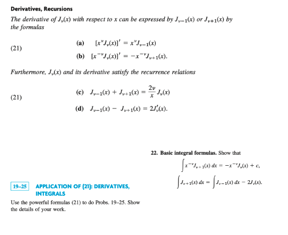 Solved Derivatives Recursions The Derivative Of Jν X With