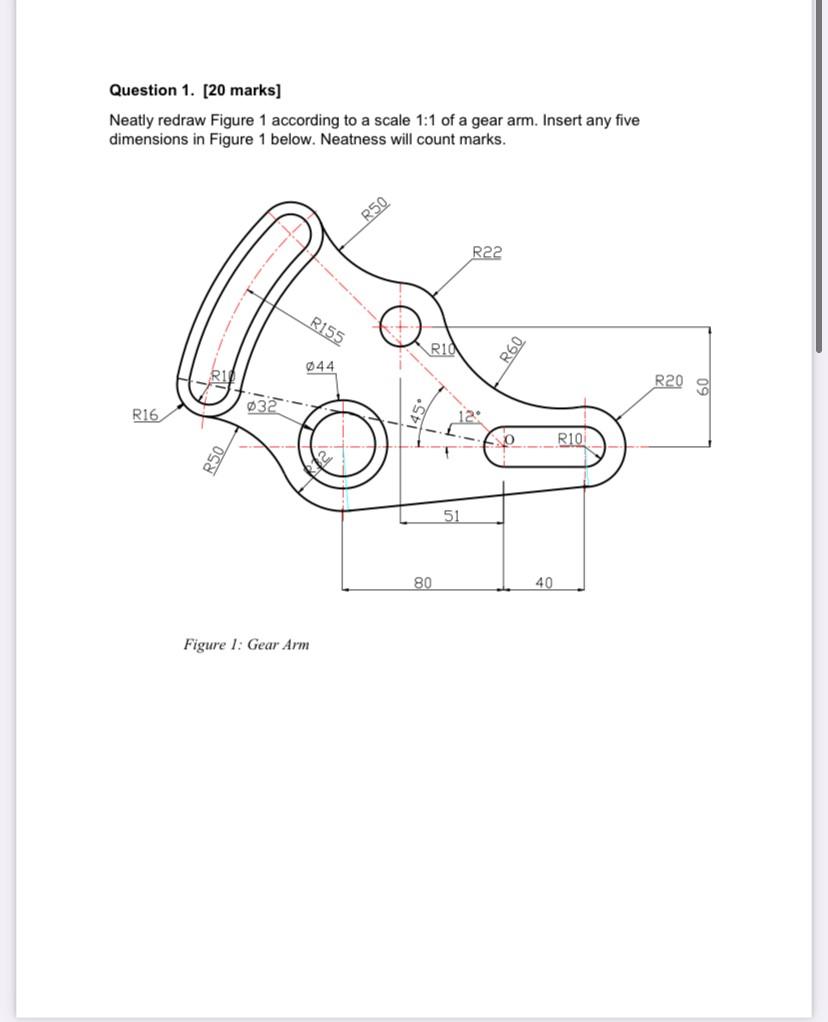 Solved Question 1. [20 marks] Neatly redraw Figure 1 | Chegg.com