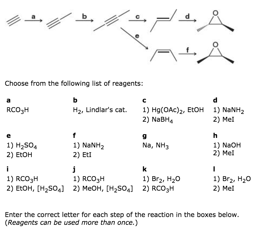 Solved Choose from the following list of reagents: RCO3H H2, | Chegg.com