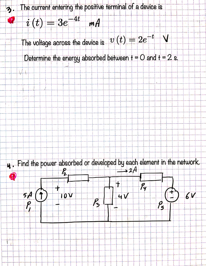 Solved 3. The current entering the positive terminal of a | Chegg.com