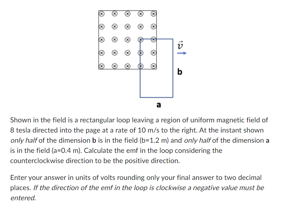 Solved Shown in the field is a rectangular loop leaving a | Chegg.com