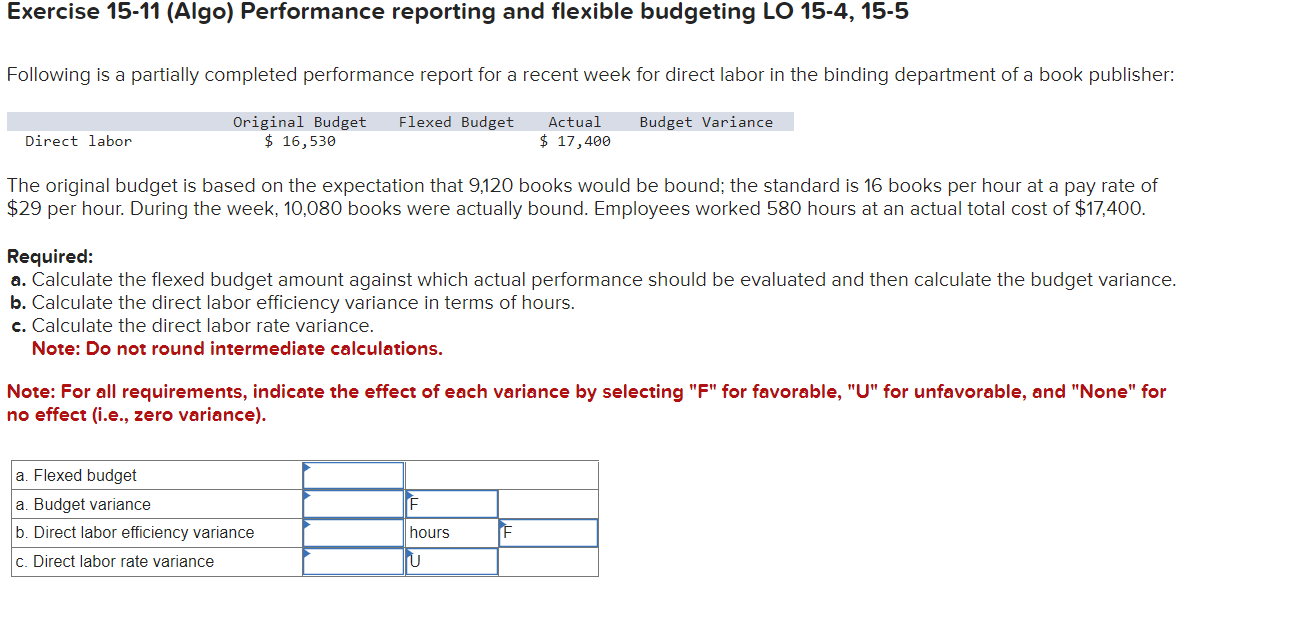 Solved Exercise 15-11 (Algo) Performance reporting and | Chegg.com
