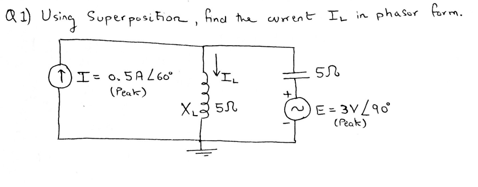 Solved Q1) Using Superposition, find the current IL in | Chegg.com