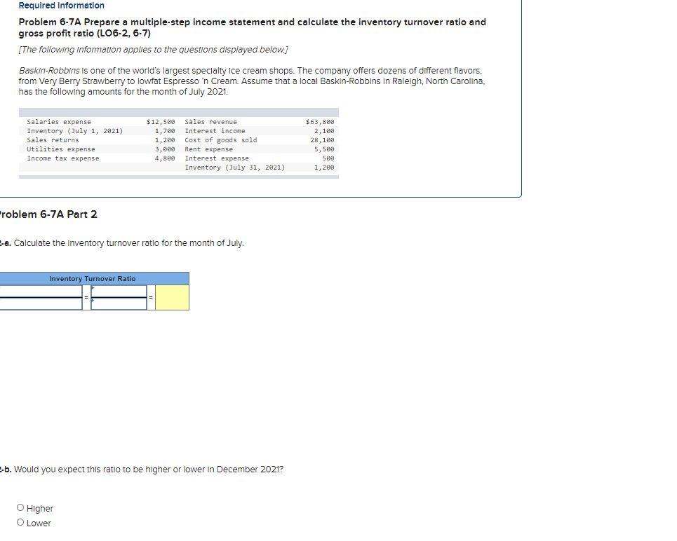Solved Required Information Problem 6-7A Prepare a | Chegg.com