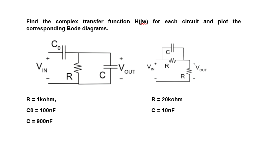 Solved Find the complex transfer function H(jw) for each | Chegg.com
