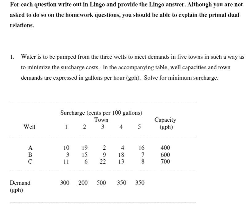 Solved For each question write out in Lingo and provide the | Chegg.com