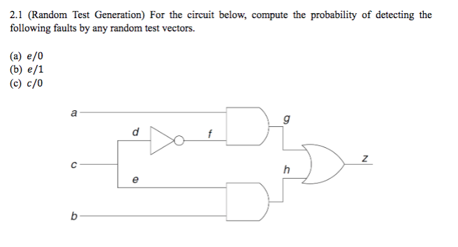 Solved 2.1 (Random Test Generation) For the circuit below, | Chegg.com