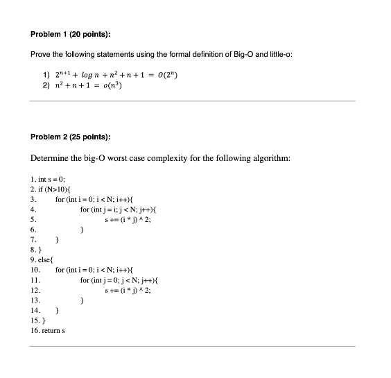 Solved Problem 1 (20 points): Prove the following statements | Chegg.com