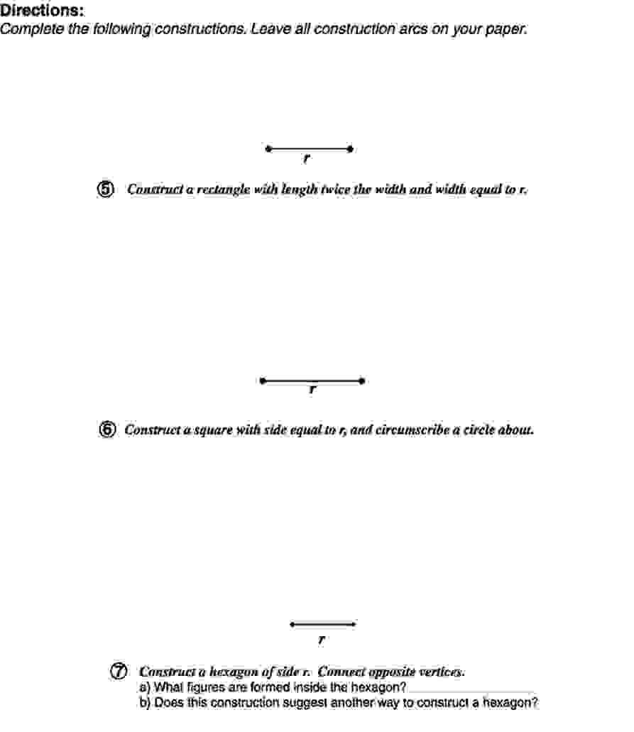 Solved Directions:Complete the following constructions. | Chegg.com