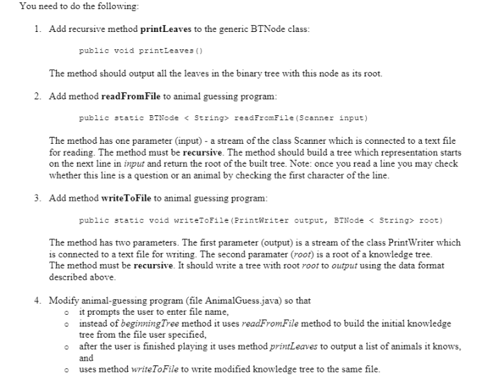 Solved Download binary tree node class BTNode.java and | Chegg.com