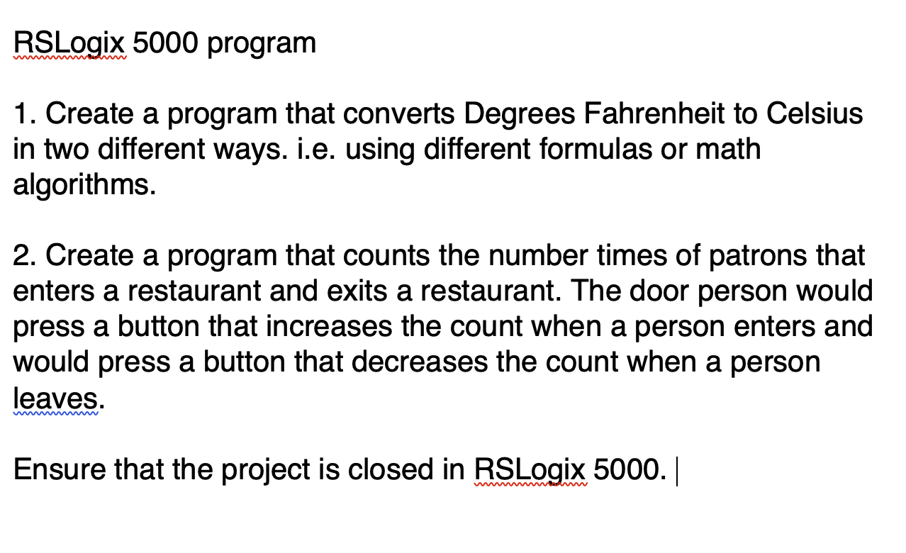 Solved RSLogix 5000 program 1. Create a program that | Chegg.com