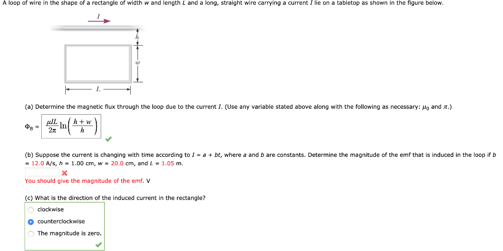 Solved A loop of wire in the shape of a rectangle of width w | Chegg.com