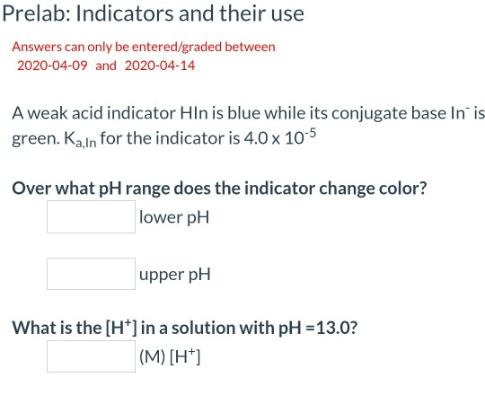 Solved Prelab: Indicators and their use Answers can only be | Chegg.com