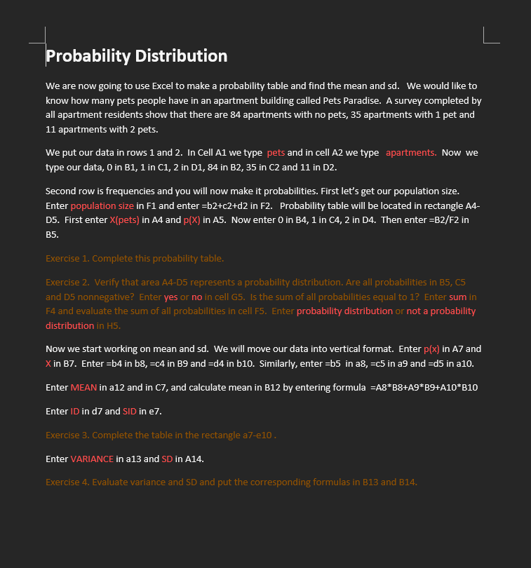 Solved Probability DIstribution We are now going to use | Chegg.com