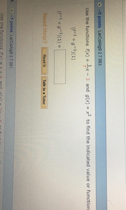 Solved 1 Points Larcolalg9 2 7 083 1 X 3 And G X X3 To