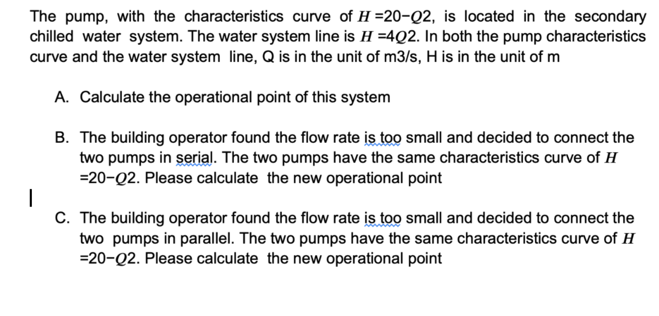 Solved The pump, with the characteristics curve of 𝐻 | Chegg.com