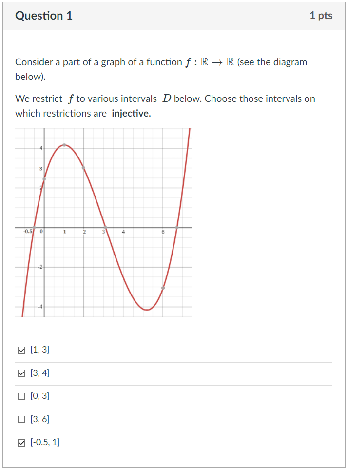 Solved Question 2 1 pts Let h be a restriction of f (from | Chegg.com