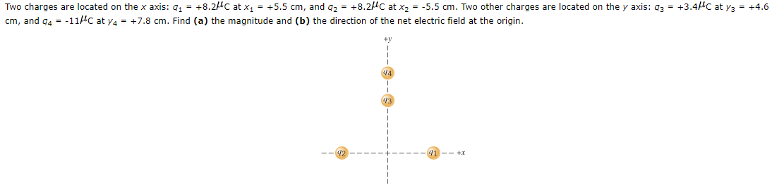 Solved Two charges are located on the x axis: q1 = +8.2C at | Chegg.com