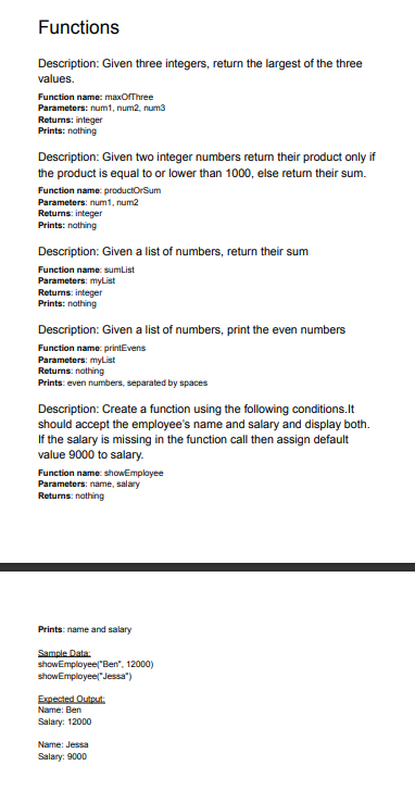 Solved Description: Given three integers, return the largest | Chegg.com