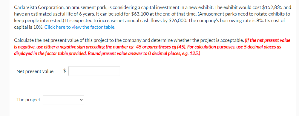 Solved net present value and the project | Chegg.com
