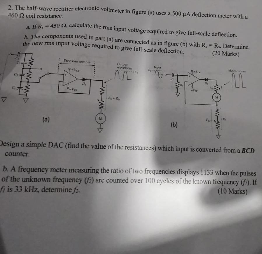 Solved 2. The half-wave rectifier electronic voltmeter in | Chegg.com