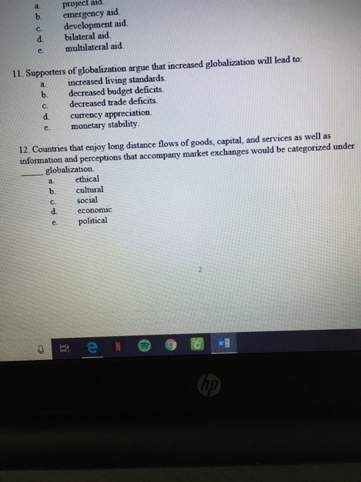 Solved a. project aid. b. emergency aid. c. development aid. | Chegg.com