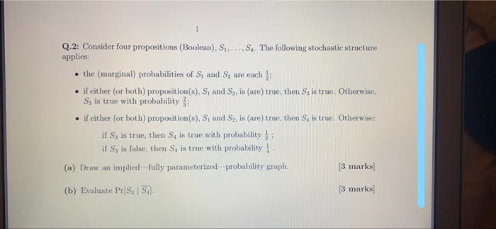 Solved I Q.2: Consider four propositions (Boolean), S. Sc. | Chegg.com
