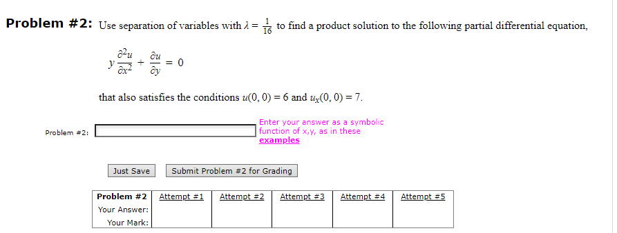 Solved Problem \# 2: Use separation of variables with λ=161 | Chegg.com