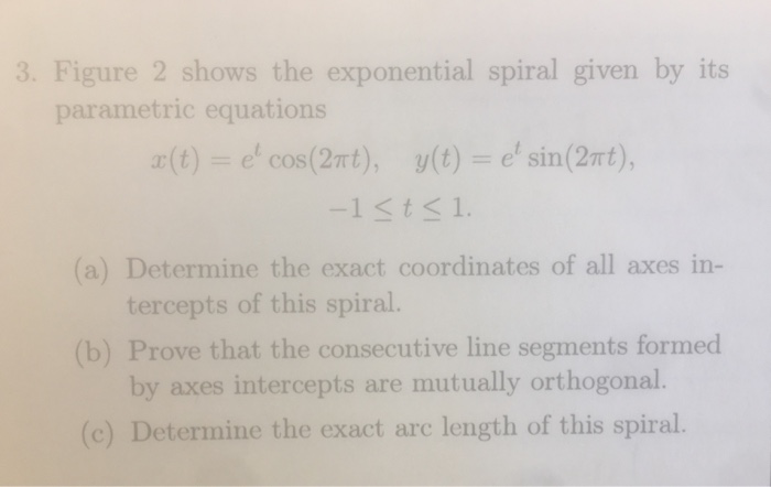 Solved 3. Figure 2 shows the exponential spiral given by its | Chegg.com