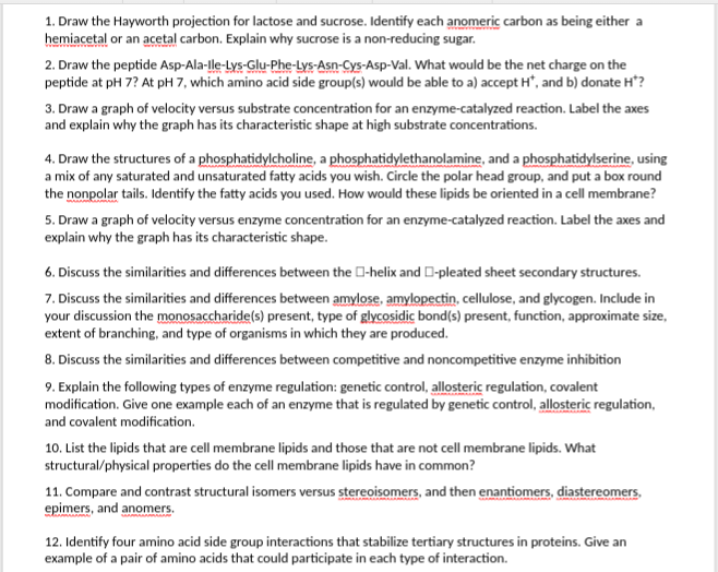 Solved 1. Draw the Hayworth projection for lactose and | Chegg.com