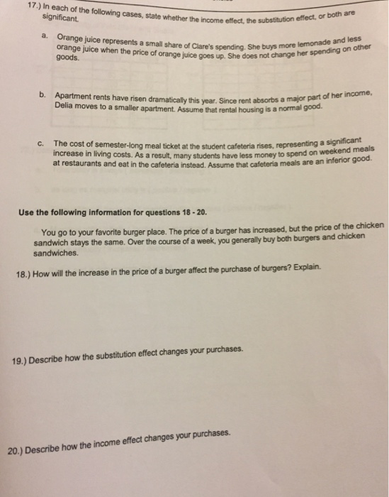 Solved 17.) In each of the following cases, state whether | Chegg.com