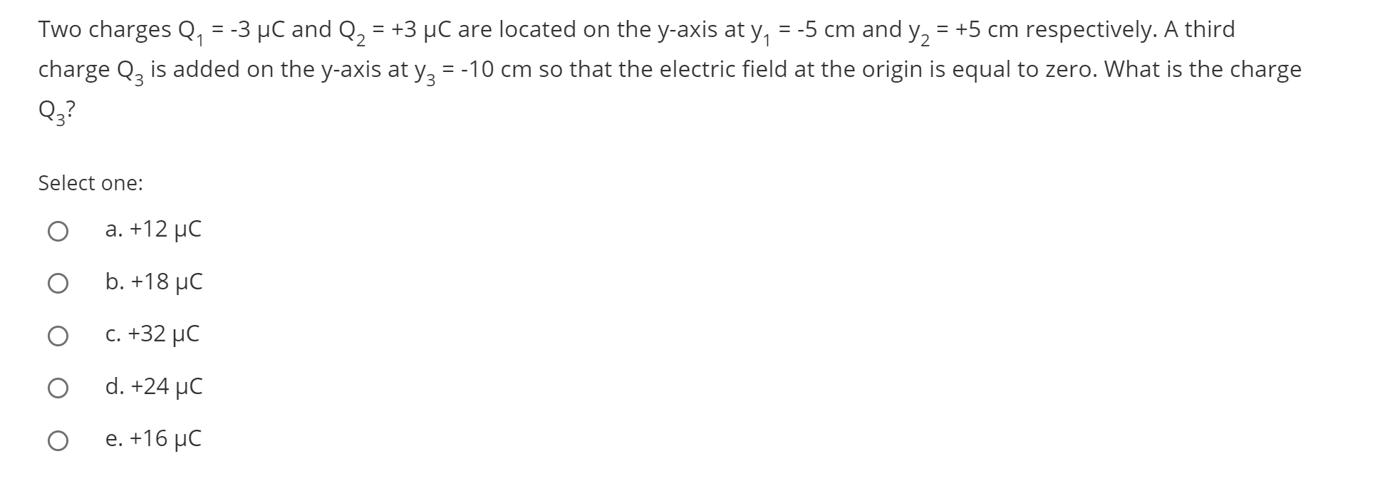 Solved Two charges Q1 = -3 uC and Q2 = +3 uC are located on | Chegg.com
