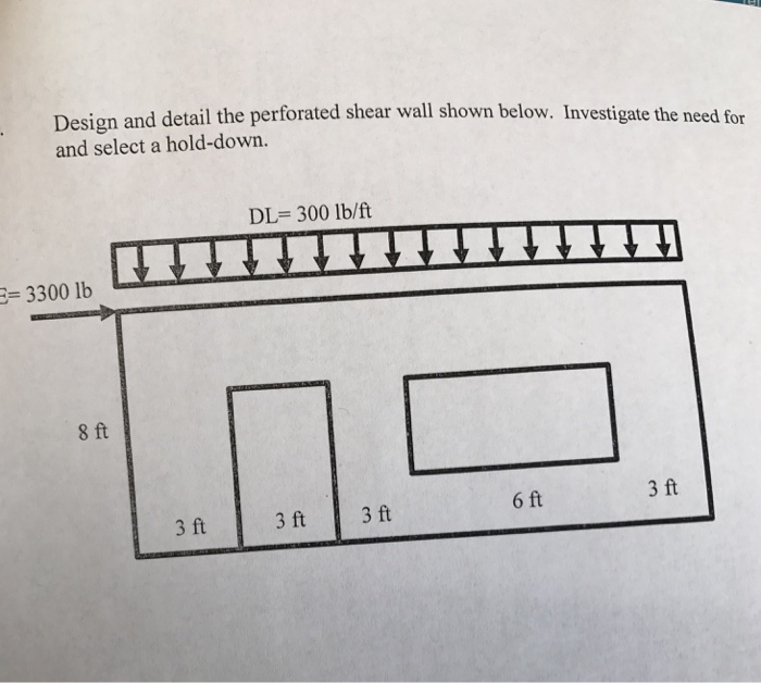 Solved Design and detail the perforated shear wall shown | Chegg.com