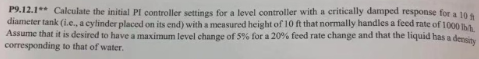 P9.12.1** Calculate the initial PI controller | Chegg.com